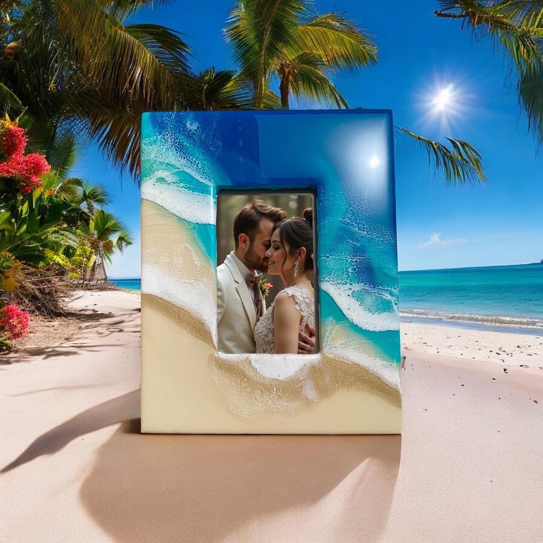 Ocean Waves Resin Picture Frame 6 Cm Wide, Beach Scene Resin Photo ...