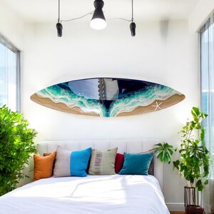 Surfboard Wall Art • 3D Ocean Wave Decor • Coastal Wall Hanging • Beach ...