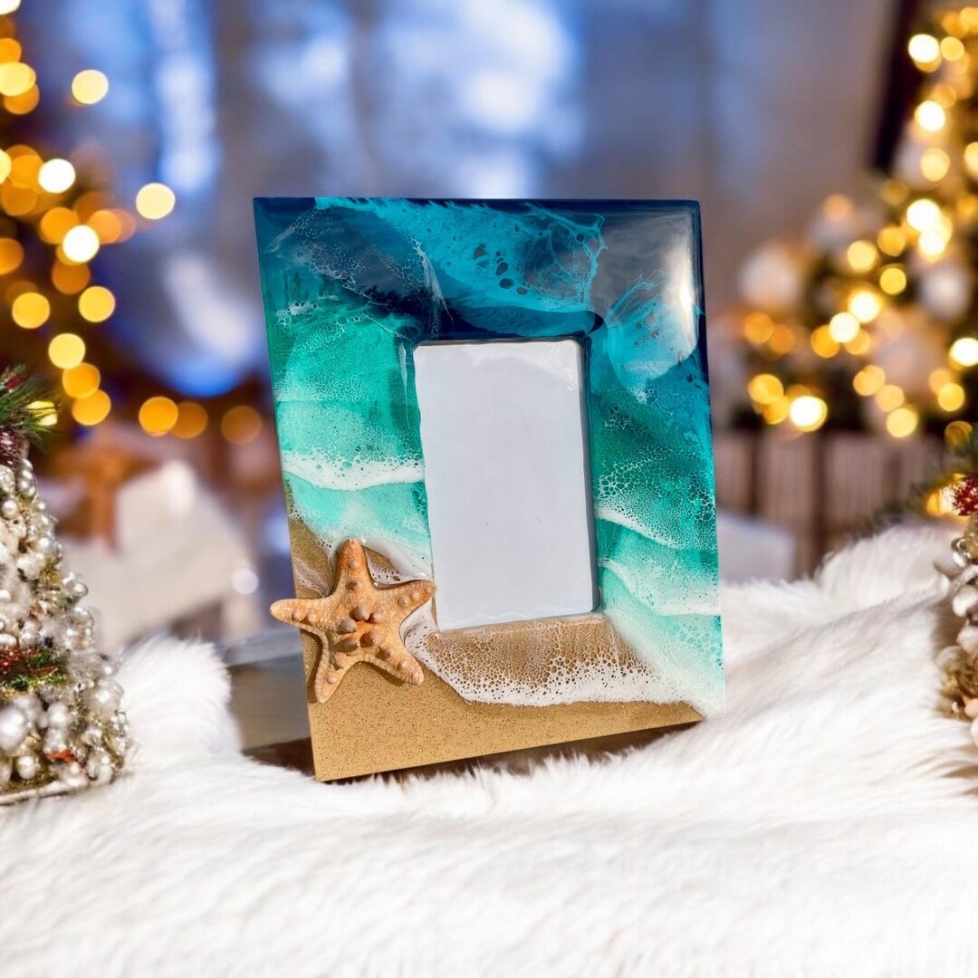 Ocean Waves Resin Picture Frame 6 Cm Wide WITH Star Fish and Sea Shells ...