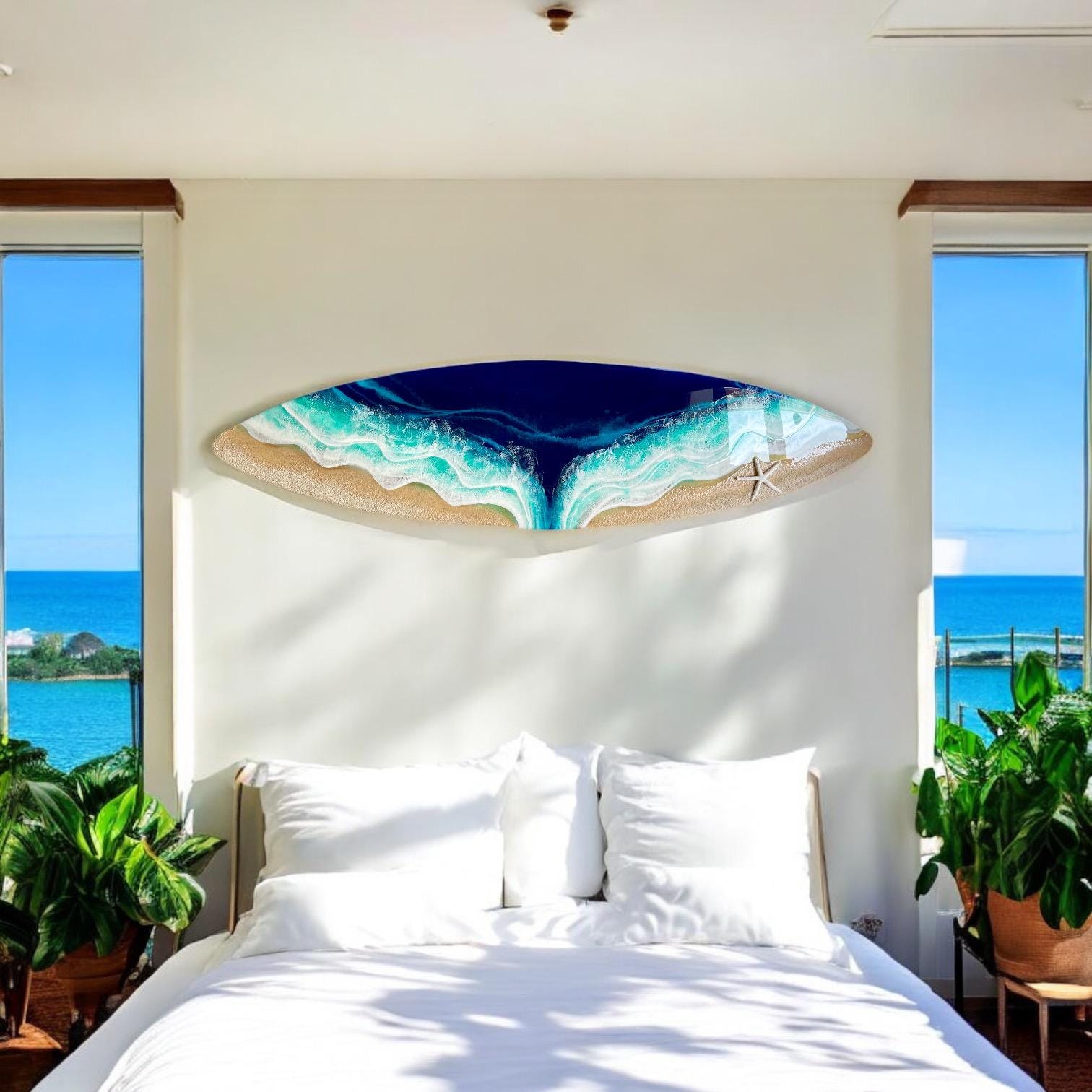 Surfboard Wall Art • 3D Ocean Wave Decor • Coastal Wall Hanging • Beach ...