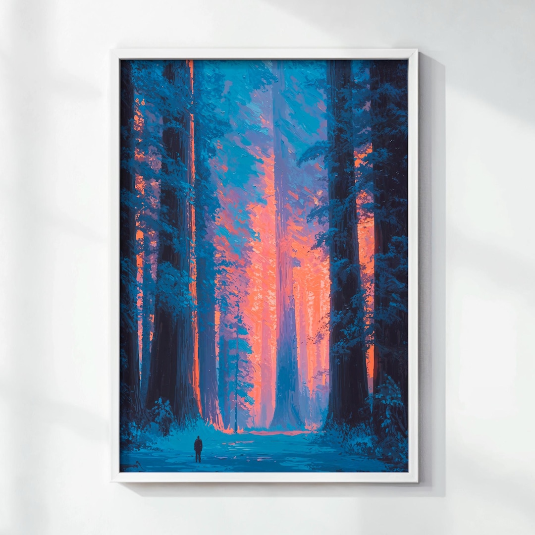 Redwoods National Park Digital Oil Painting | California Redwood Forest ...