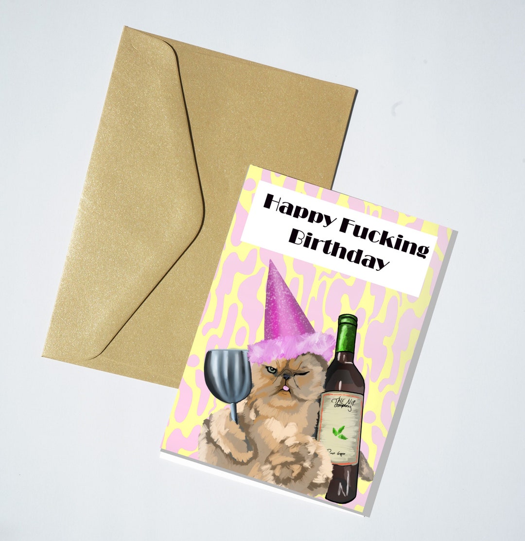 5X7 Cat Meme Birthday Card / Alcohol Cat / Rude Birthday / - Etsy