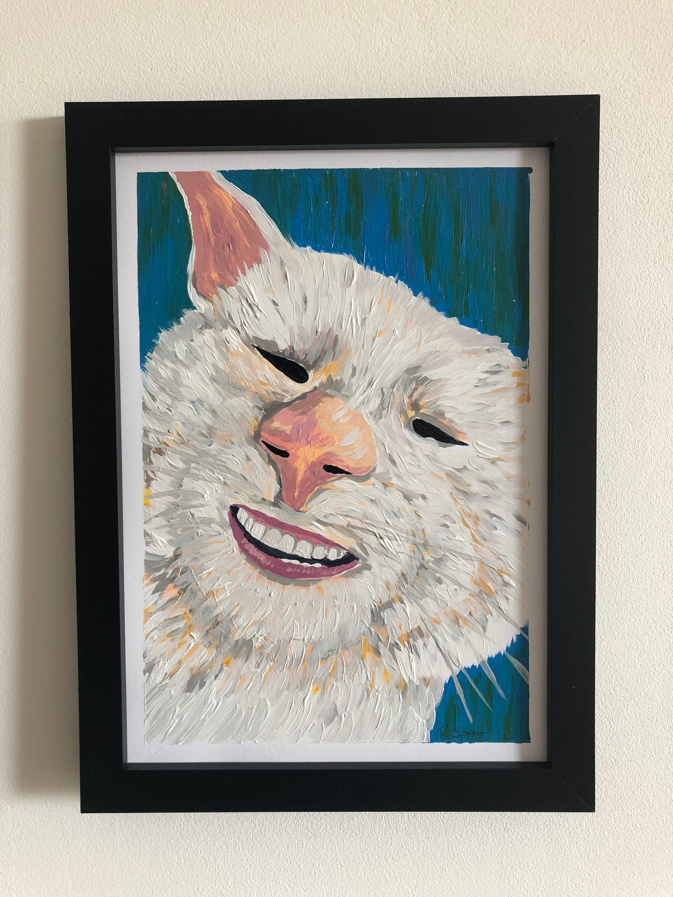 Original How are we cursed cat acrylic on card | Etsy