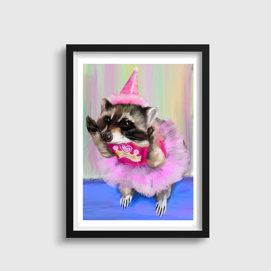 A5 Pink Princess Raccoon Meme Art / Racoon Gifts - Etsy
