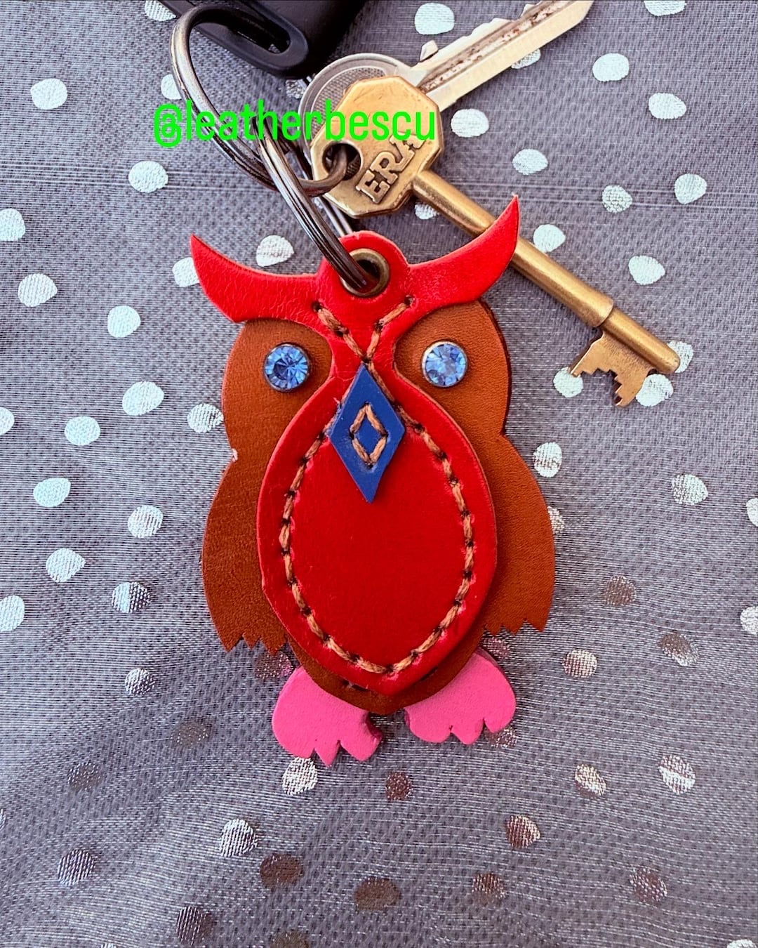 Leather Owl Key Chain / Owl Keyring / Owl Keychain / Owl Bag Charm ...