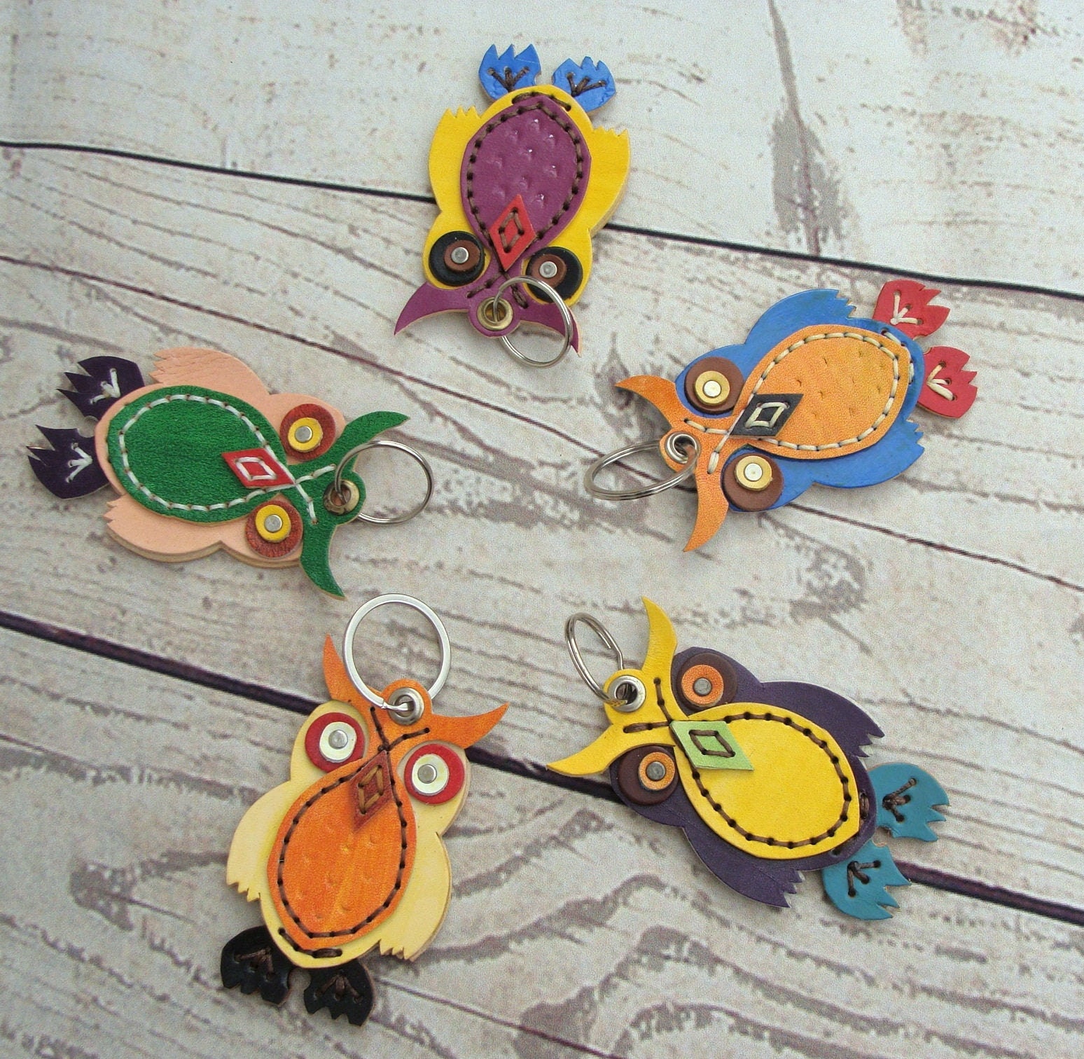 Leather owl key chain / owl keyring / owl keychain / owl bag | Etsy