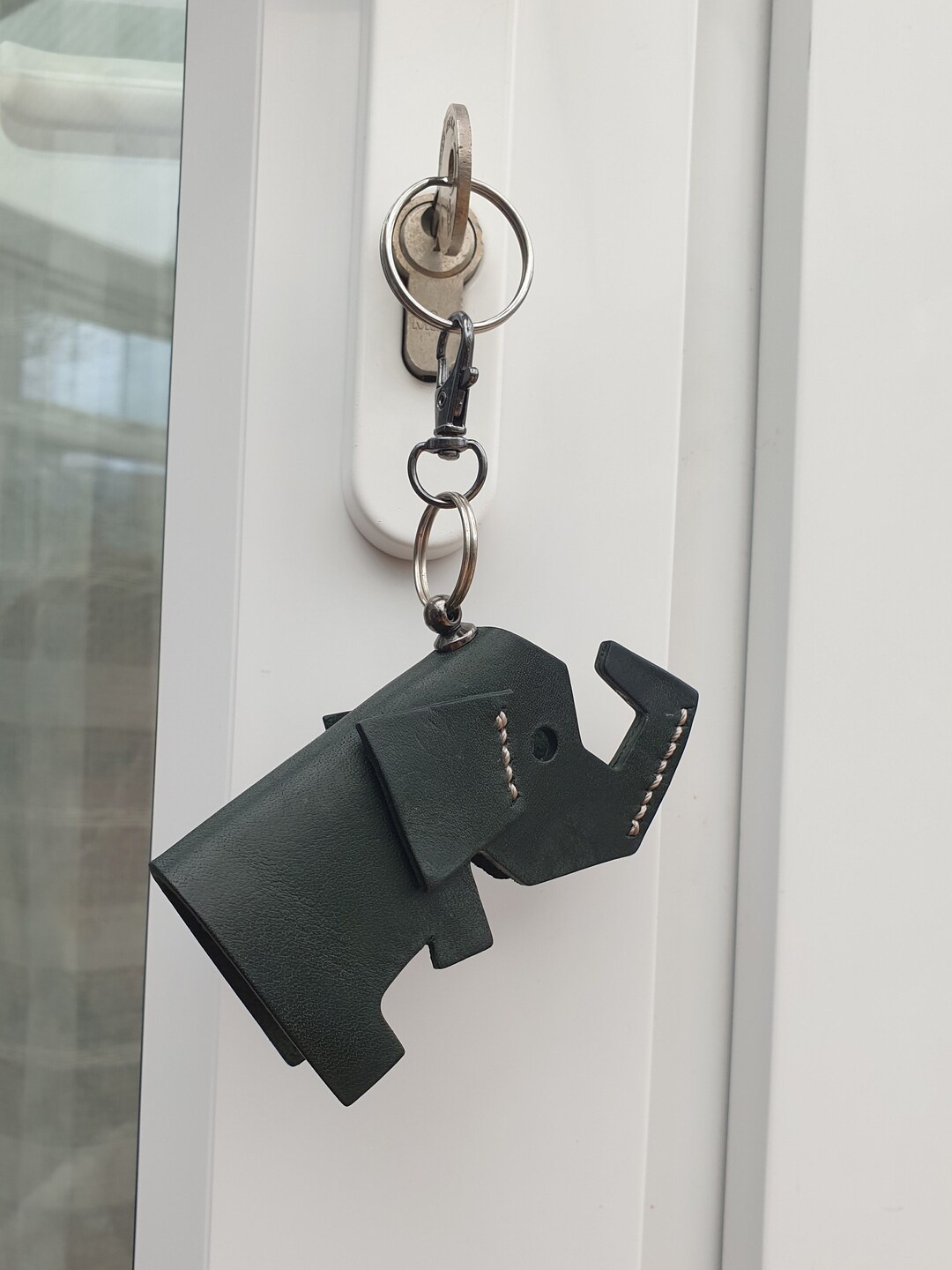 Handmade Leather Elephant Keychain – Cute Animal Bag Charm – Gift for ...