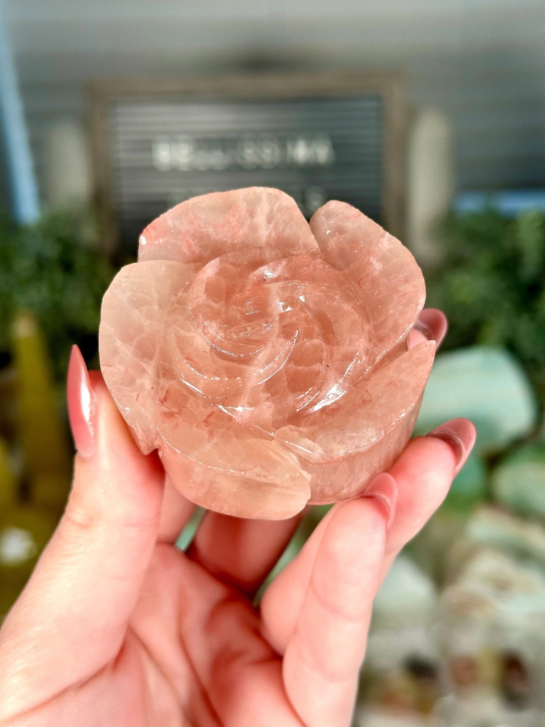 Rose Calcite Crystal Rose Carving Rose Pink Calcite Rose - Etsy