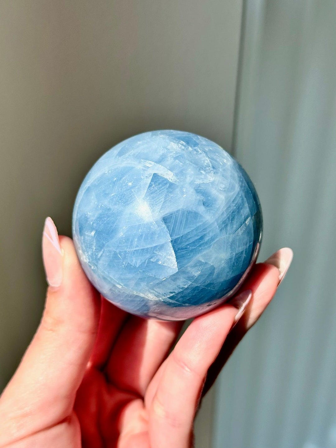 Deep Blue Calcite Sphere Dreamy Natural Vibrant Blue Calcite Polished ...