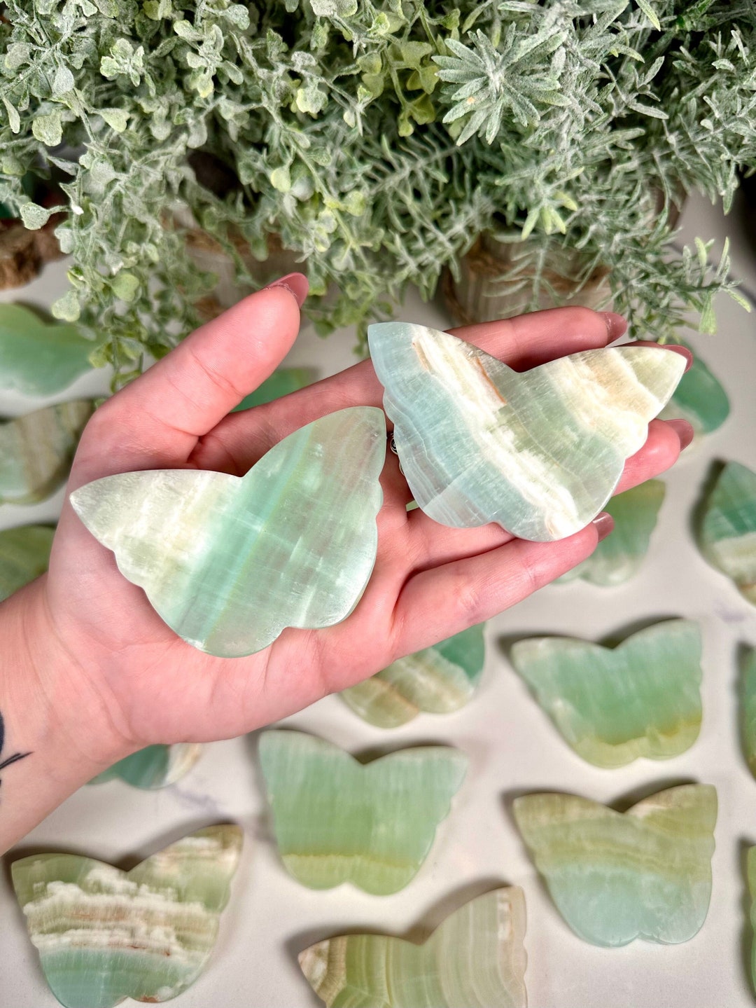 Pistachio Calcite Butterfly Carving One Intuitively Chosen Pistachio ...