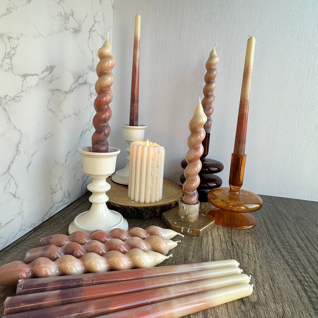 Ombre Sunset Candlestick Collection, Gradient Pillar Candles, Twisted ...