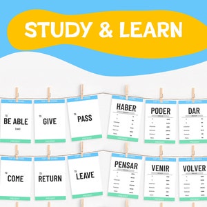 100 Essential Spanish Verb Flashcards | Spanish Vocabulary Present ...