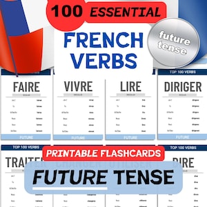 100 Essential French Future Verb Flashcards | French Vocabulary ...