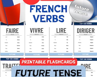 100 Essential French Verb Flashcards | French Vocabulary Present ...