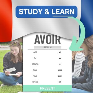 100 Essential French Verb Flashcards | French Vocabulary Present ...
