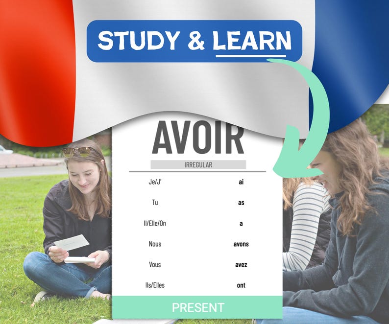 100 Essential French Verb Flashcards | French Vocabulary Present ...