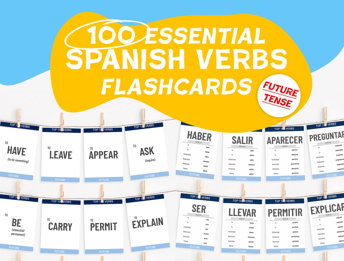 100 Essential French Future Verb Flashcards | French Vocabulary ...