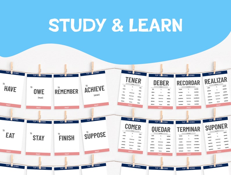 100 Essential Spanish Past Verb Flashcards | Spanish Vocabulary ...