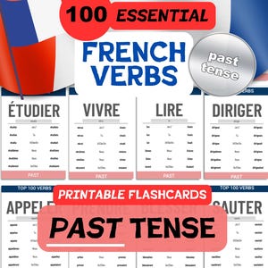 100 Essential French Past Verb Flashcards | French Vocabulary ...