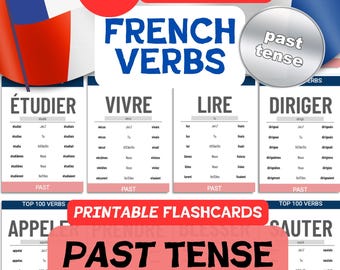 100 Essential French Verb Flashcards French Vocabulary Present ...