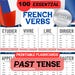 100 Essential French Past Verb Flashcards | French Vocabulary ...