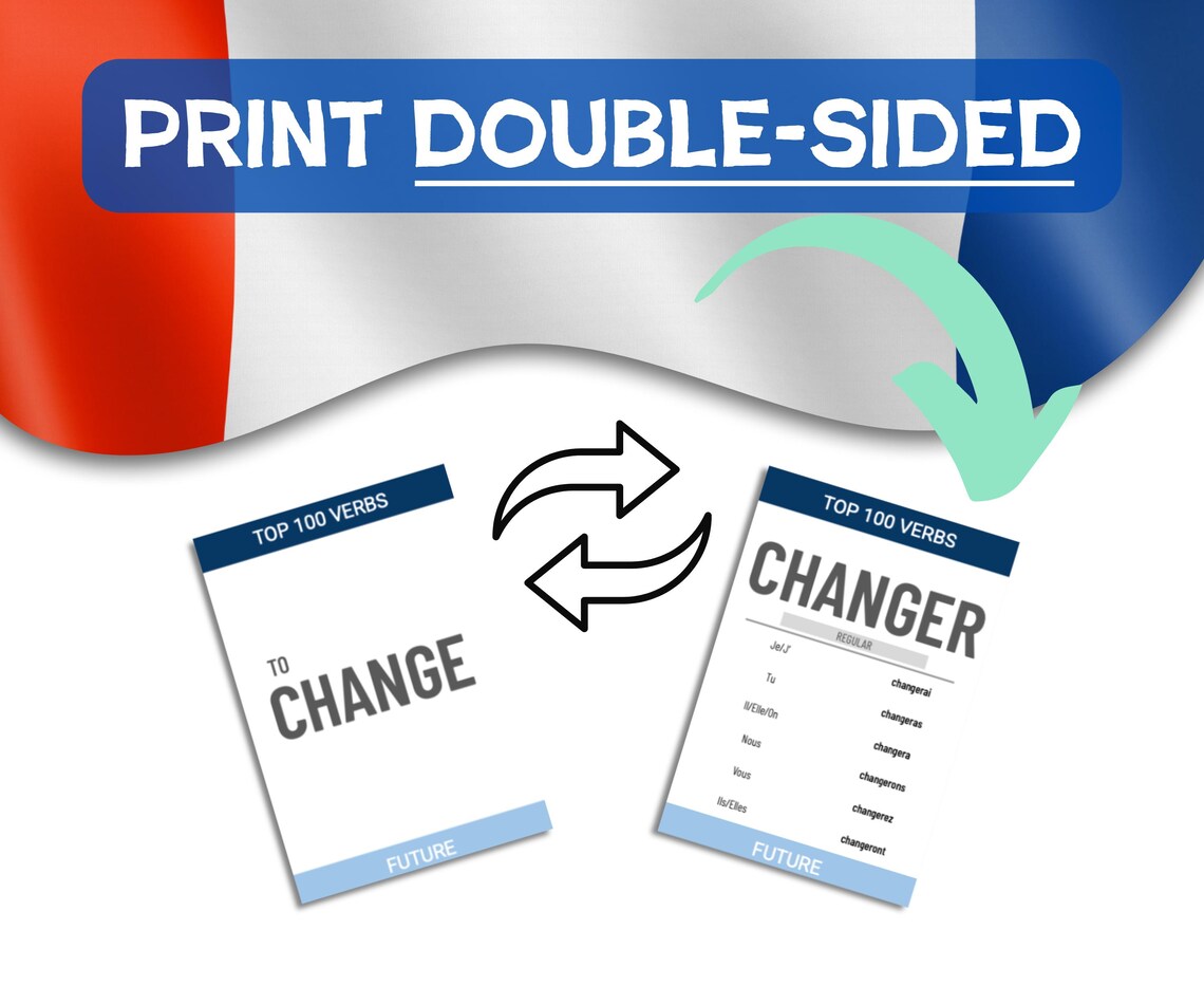 100 Essential French Future Verb Flashcards | French Vocabulary ...