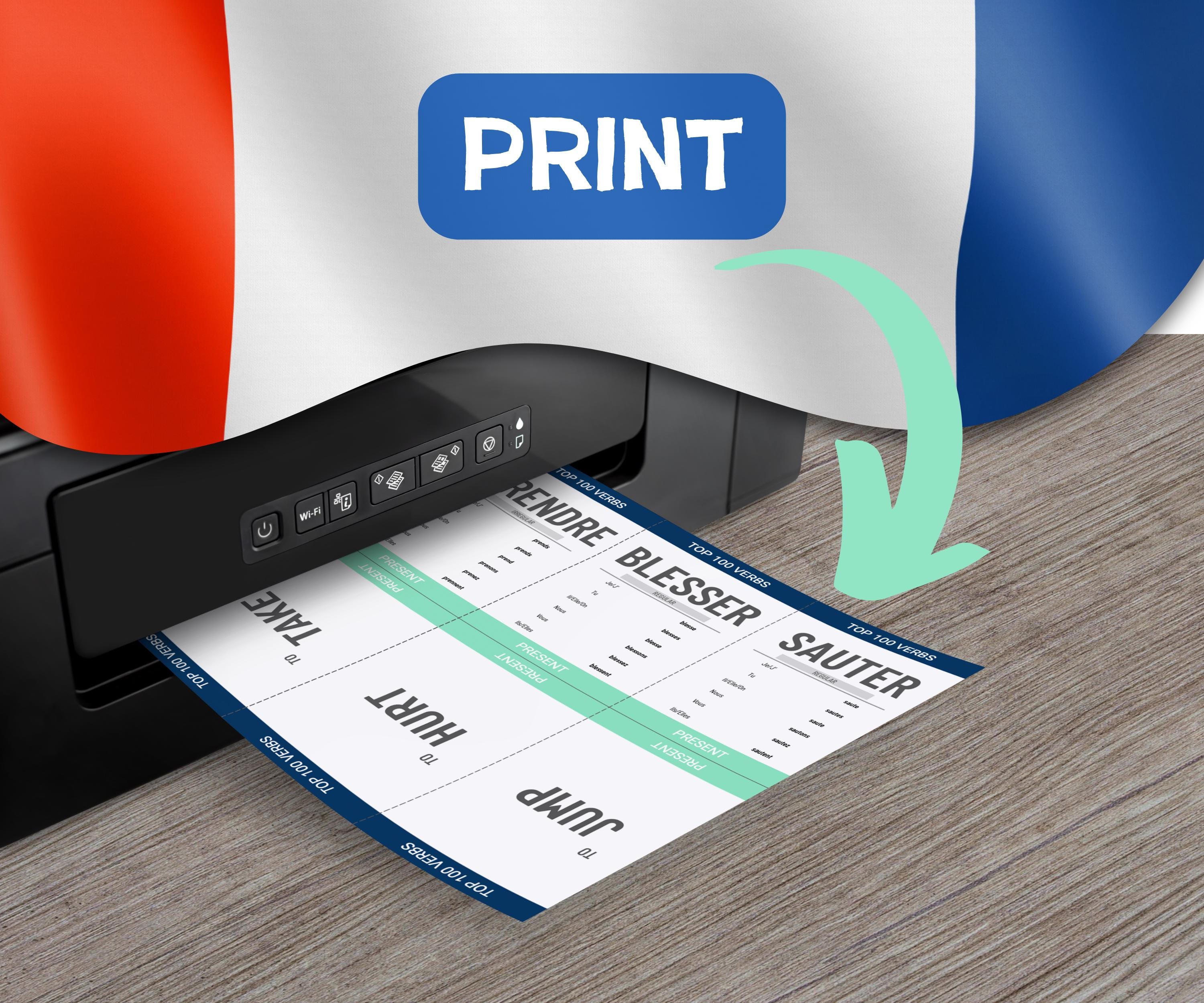 100 Essential French Verb Flashcards | French Vocabulary Present ...