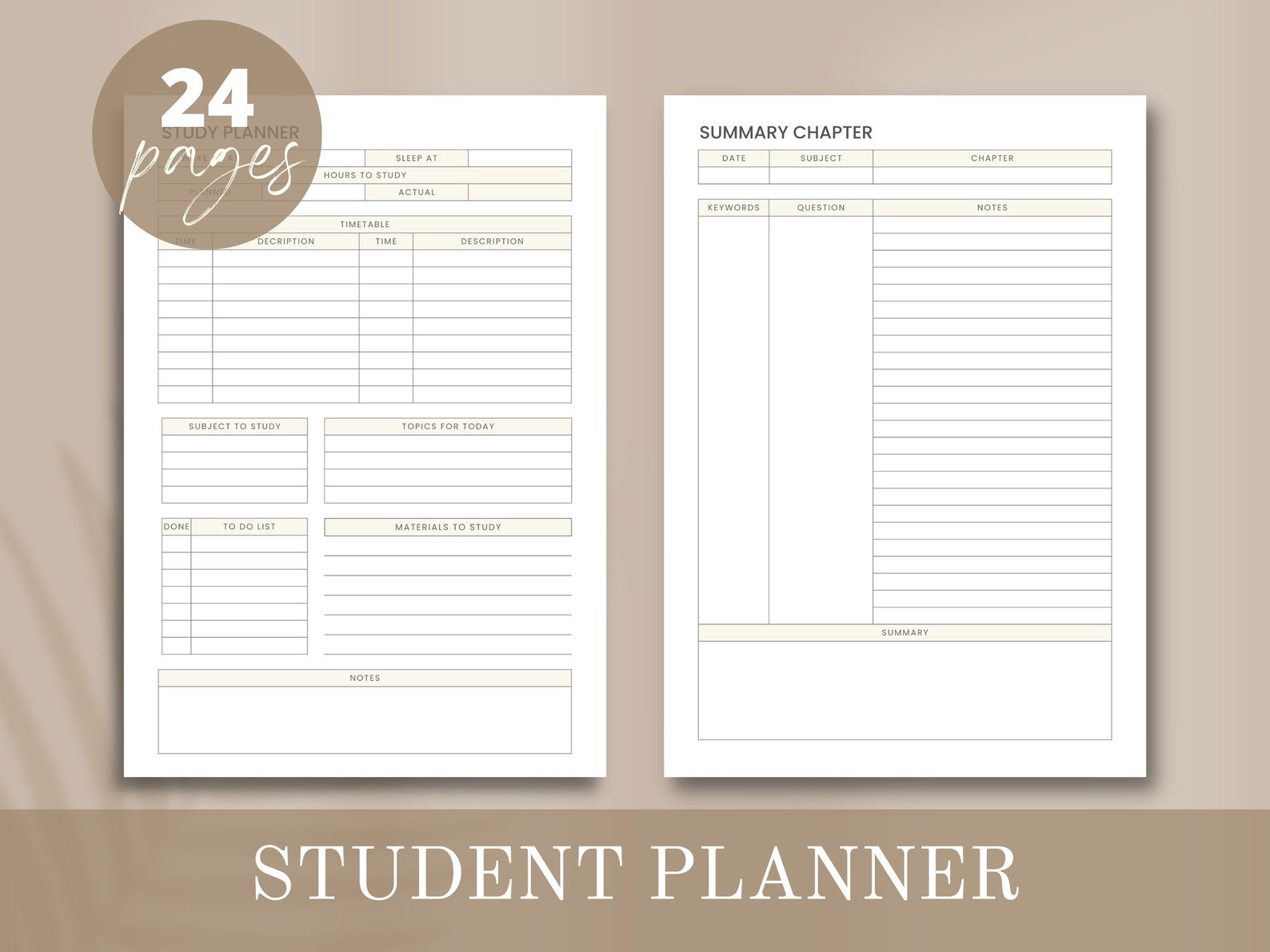 Student Planner 24 Pages Printable Student Planner Pdf Pomodoro Method ...