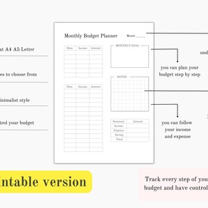 Finance Budget Planner Pdf Printable Planner Savings Tracker Bills ...