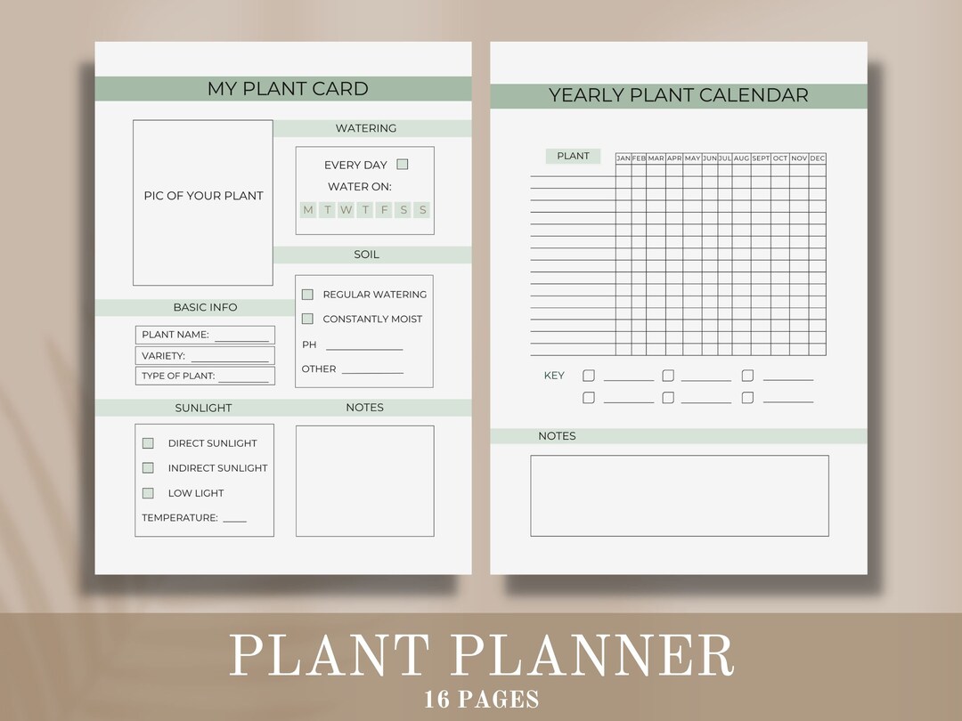 Plant Planner Printable Pdf Planner A4 Care Planner Watering Tracker ...