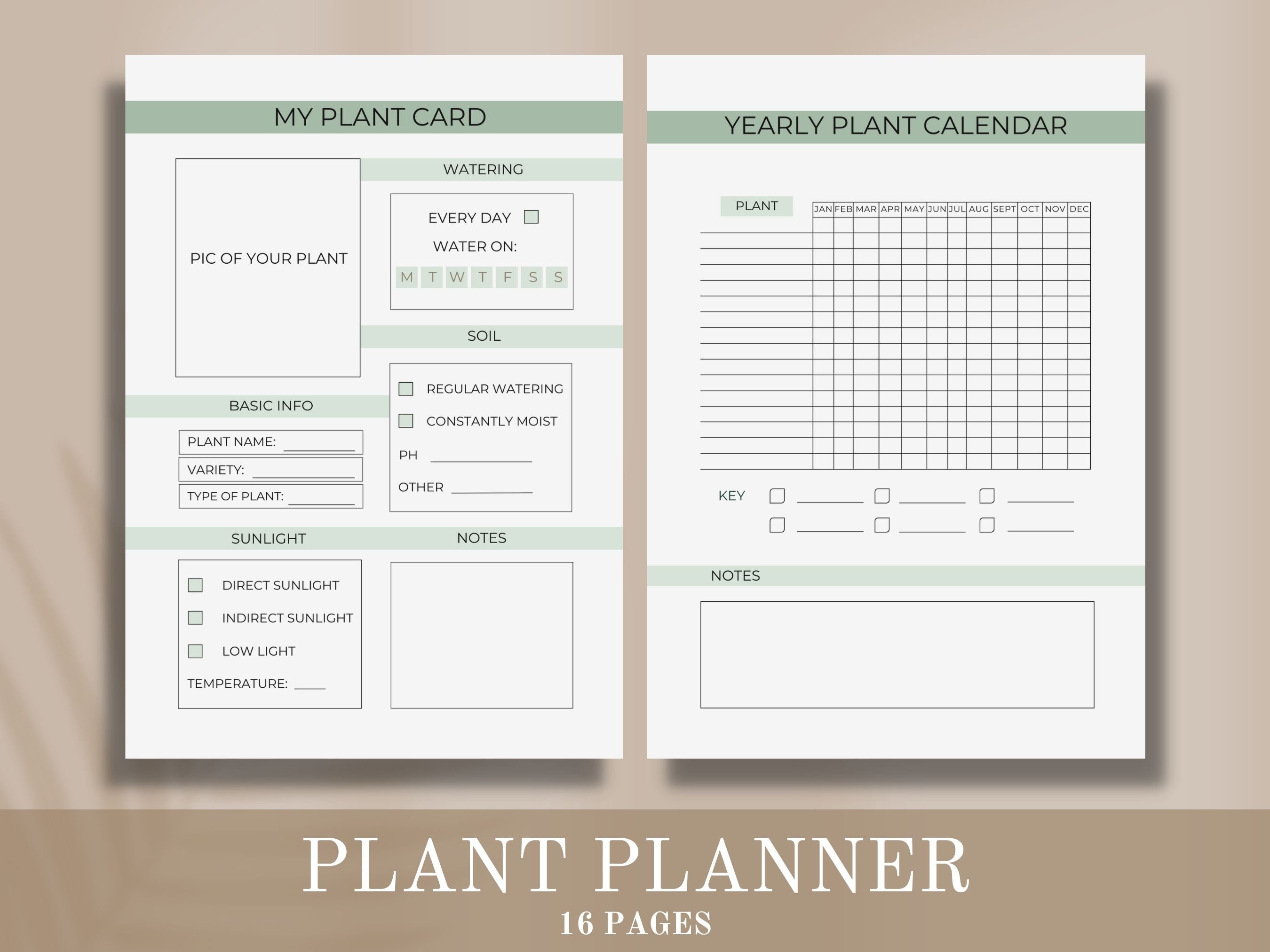 Plant Planner Printable Pdf Planner A4 Care Planner Watering Tracker ...