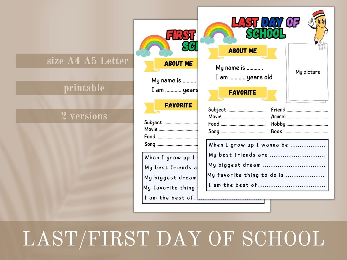 School Print Last Day of School Kids Questionnaire School Print Kids ...