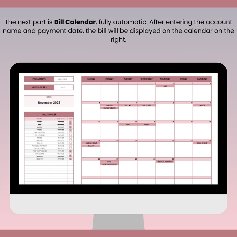 Simple Budget Planner Sheet Bill Calendar Spreadsheet Finance - Etsy