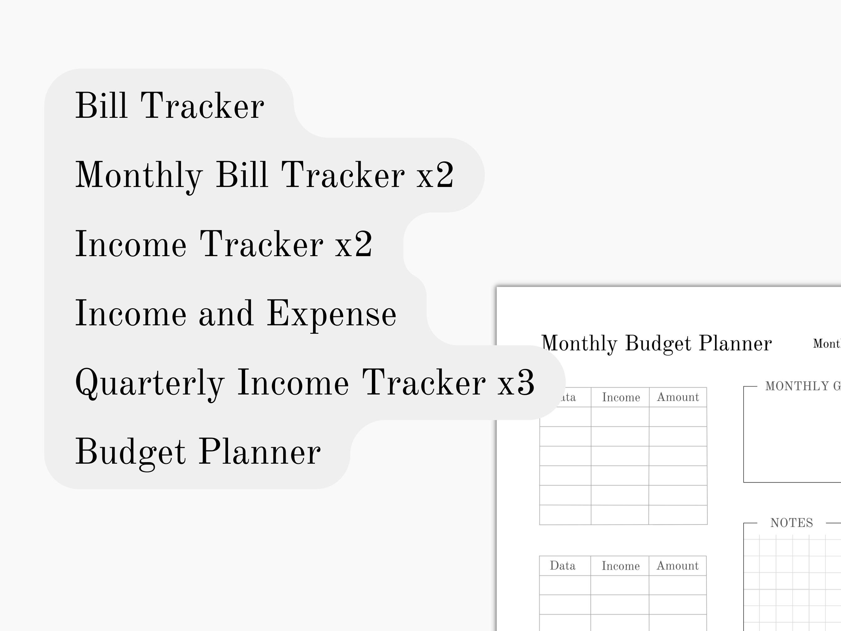 Finance Budget Planner Pdf Printable Planner Savings Tracker Bills ...