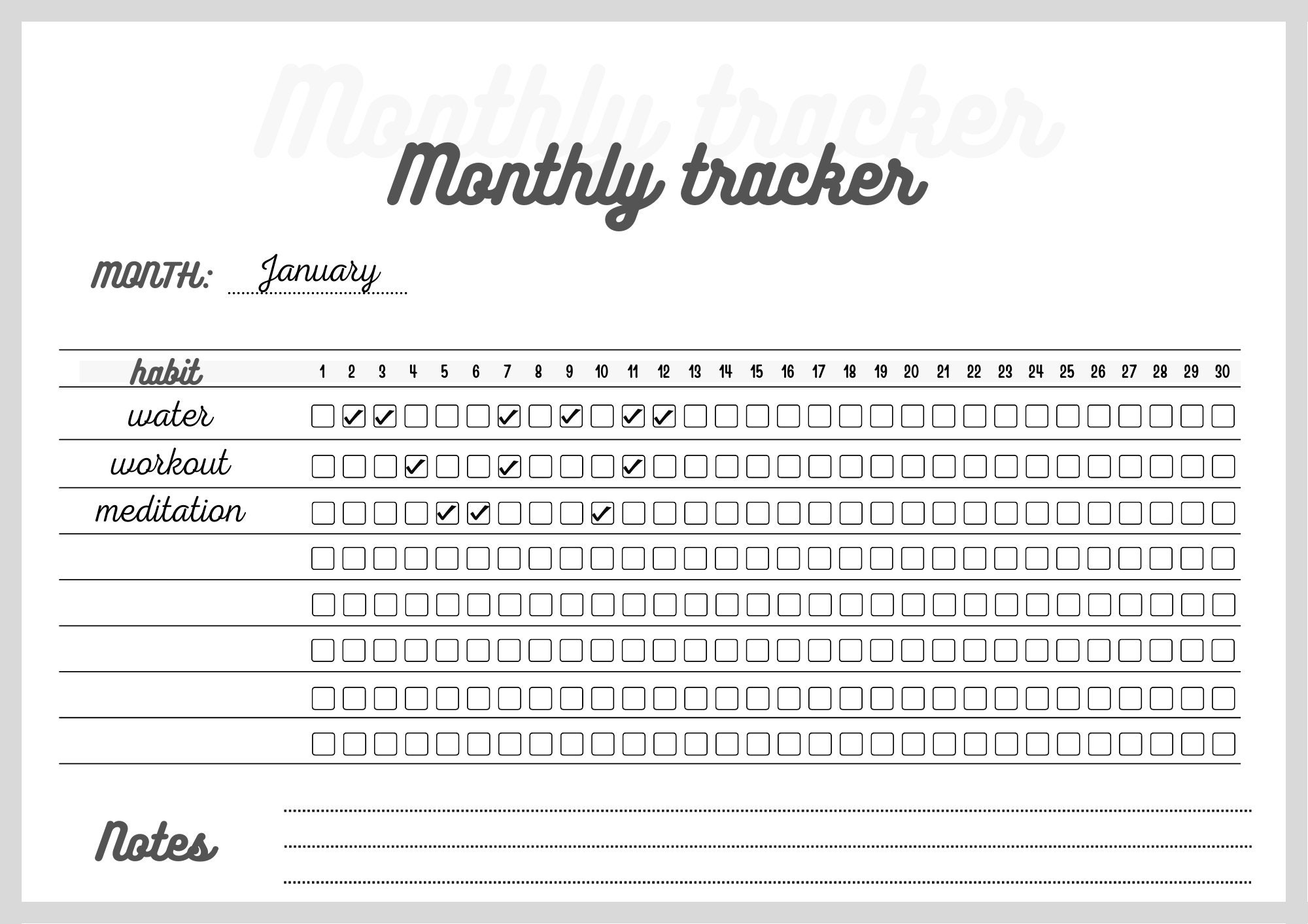 Monthly Tracker, Digital Habit Tracker, Printable Tracker, Tracker, Pdf ...