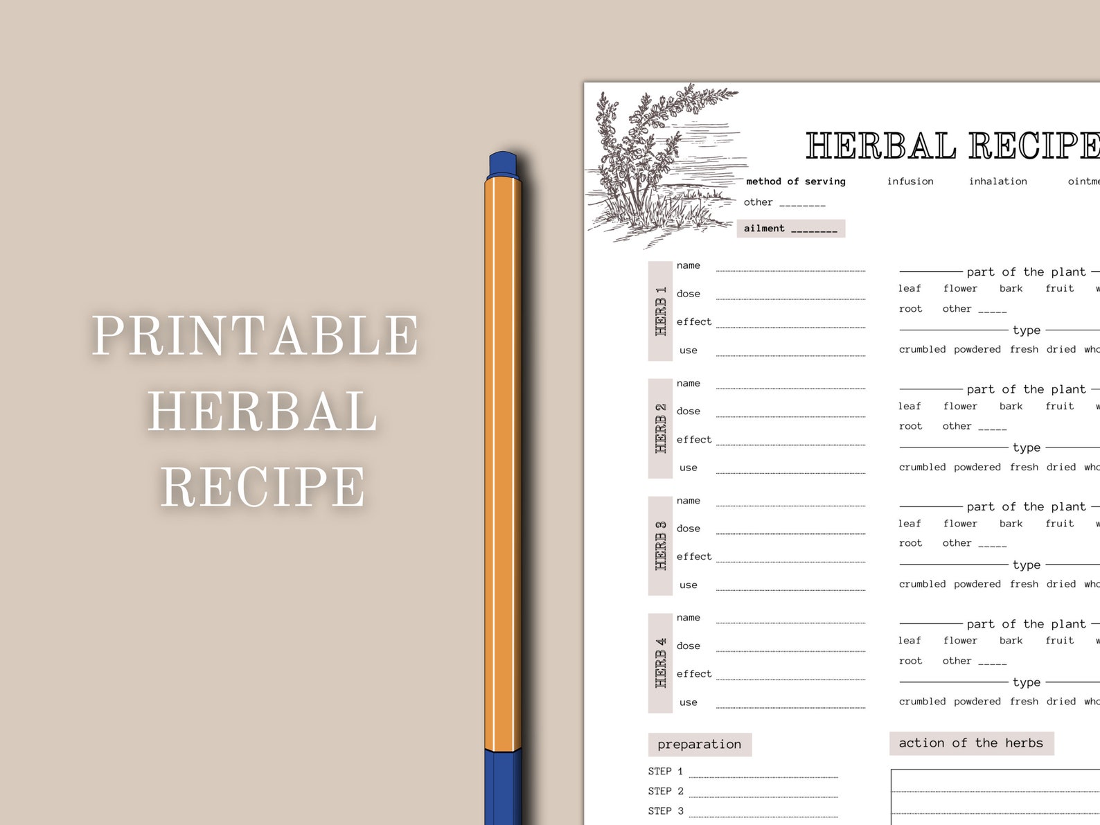 Herbalist Journal | Herb Planner | Herb Recipe | Materia Medica ...
