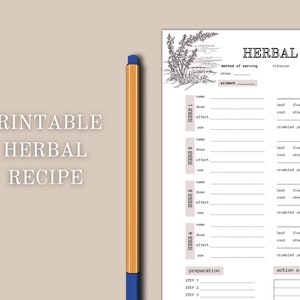 Herbalist Journal | Herb Planner | Herb Recipe | Materia Medica ...