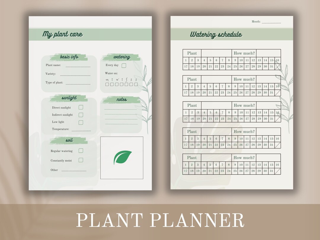 Plant Planner Printable Pdf Planner A4 Care Planner Watering Tracker ...