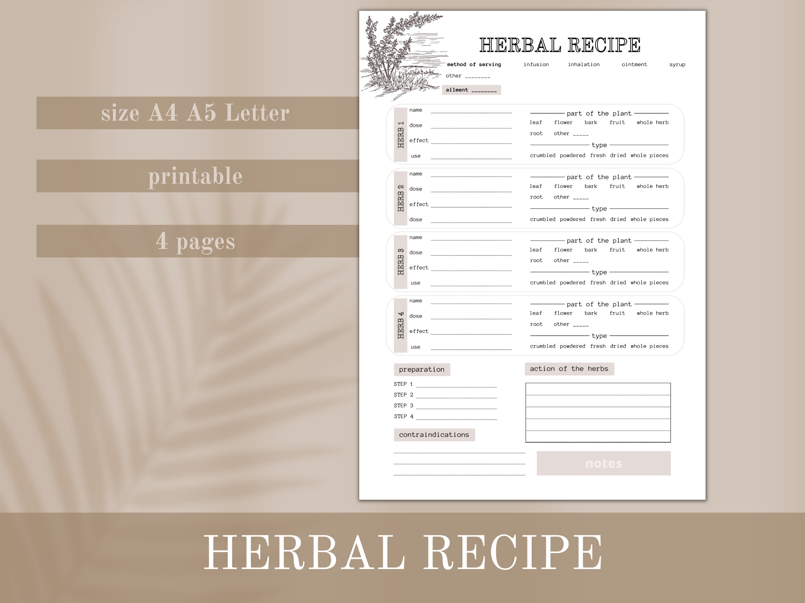 Herbalist Journal | Herb Planner | Herb Recipe | Materia Medica ...