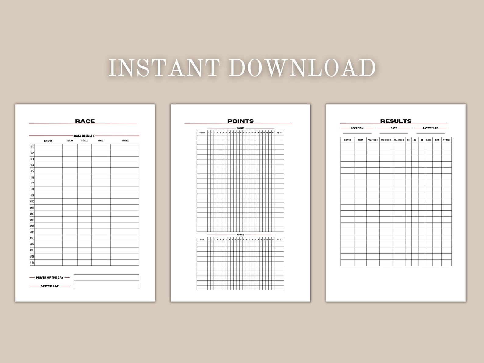 Formula One Journal, F1 Drivers Points Tracker, Formula 1 Printable ...
