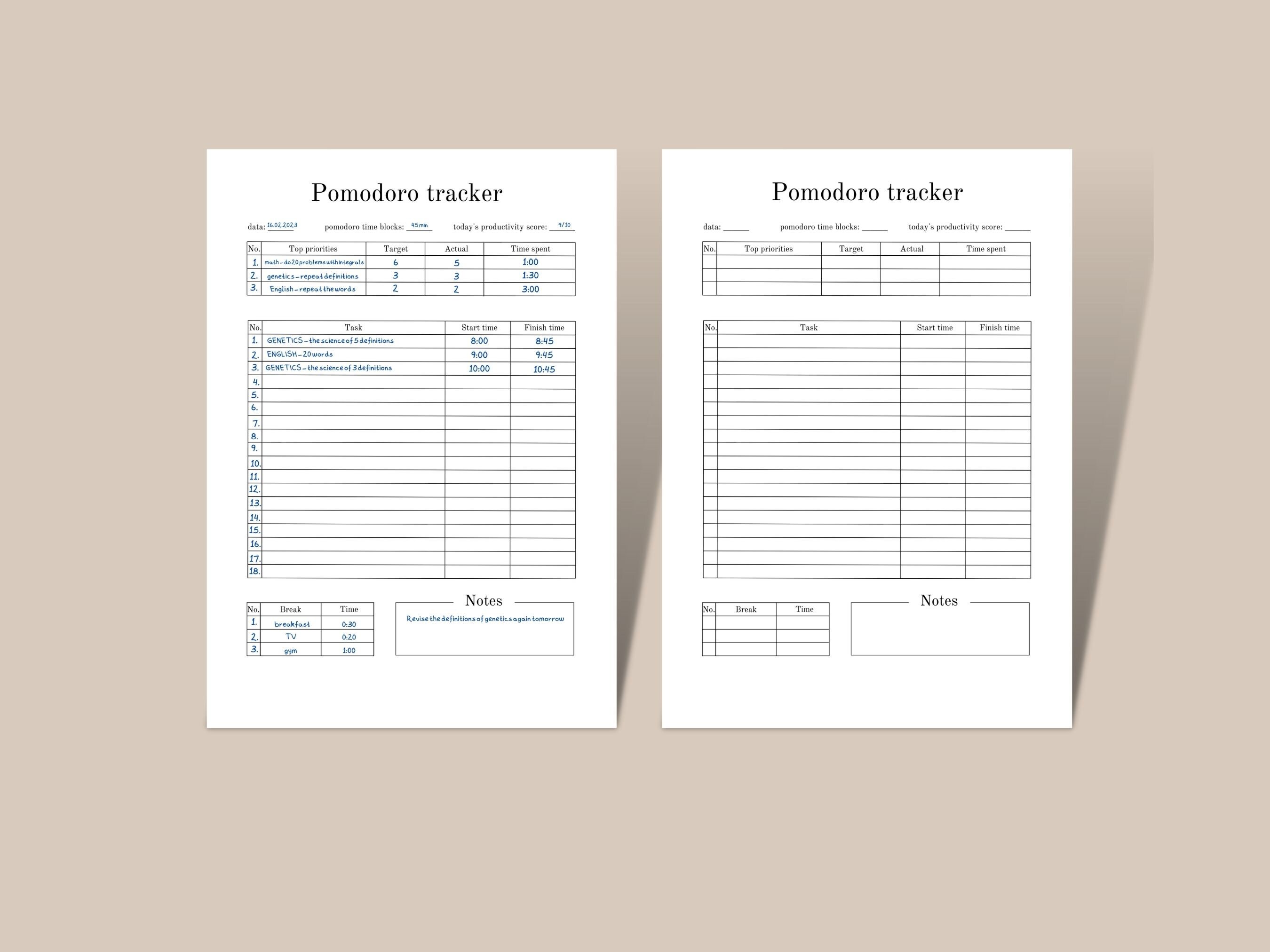 Digital Pomodoro Method Time Management Planner for Students and ...