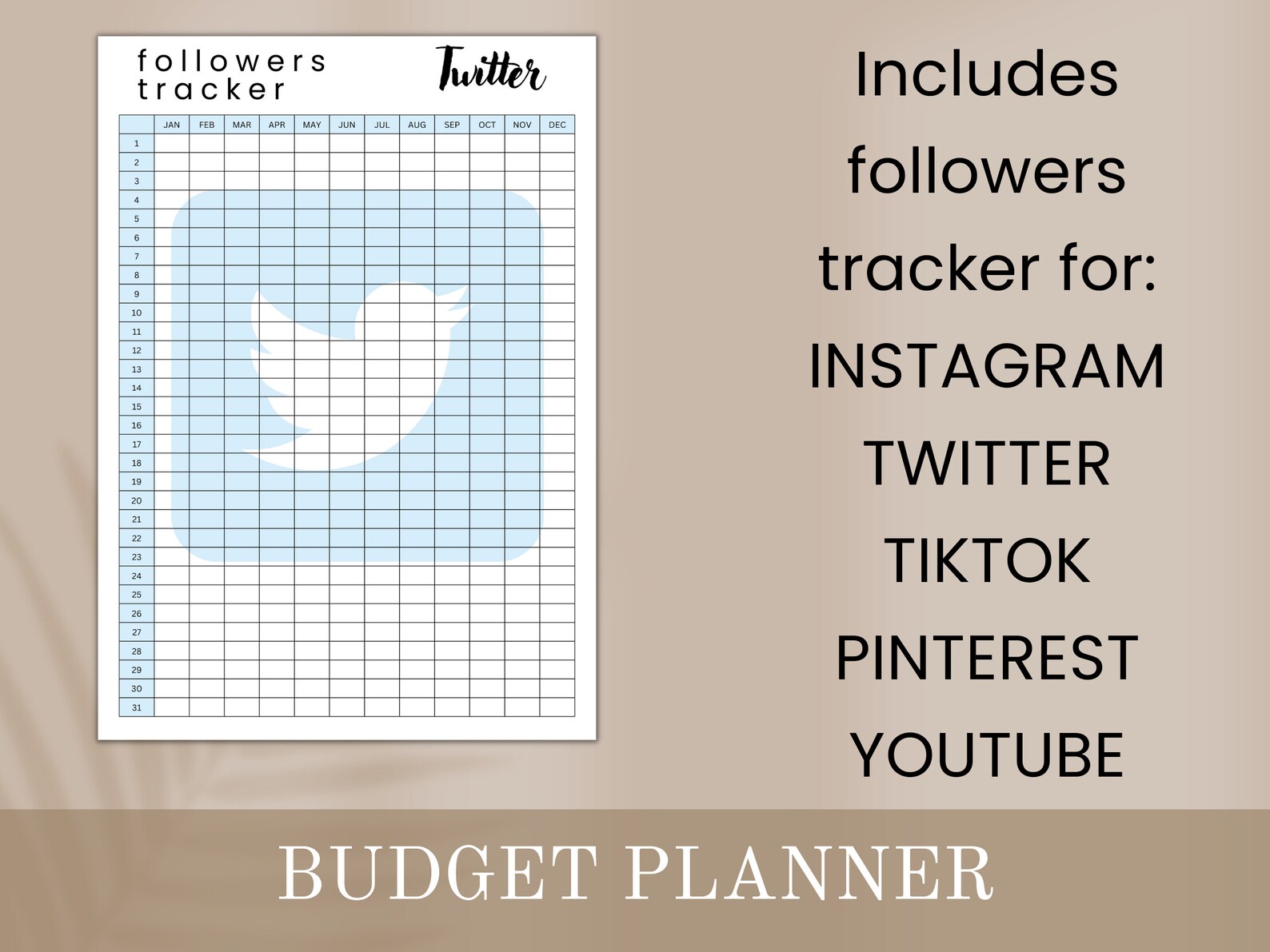 Printable Followers Tracker | Social Media Tracker | Instagram ...