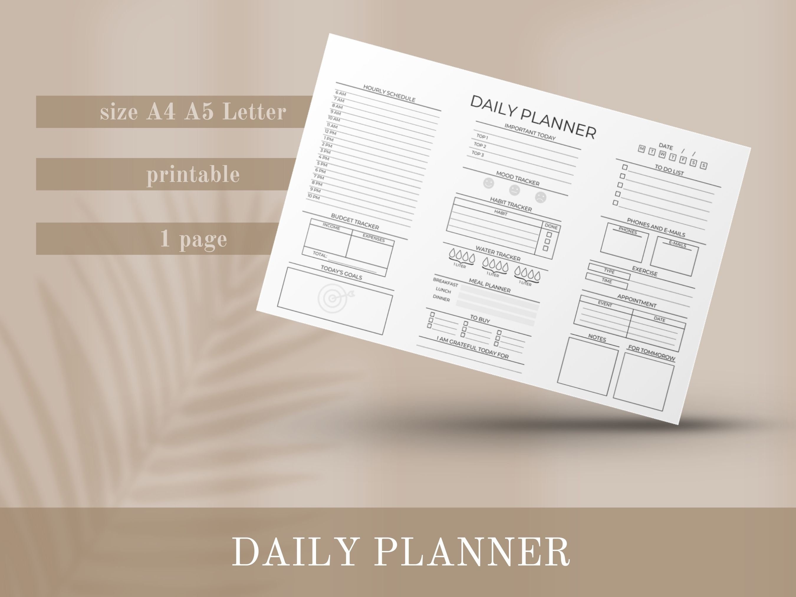 Daily Planner Printable Template Pdf for Productive Day Planner ...