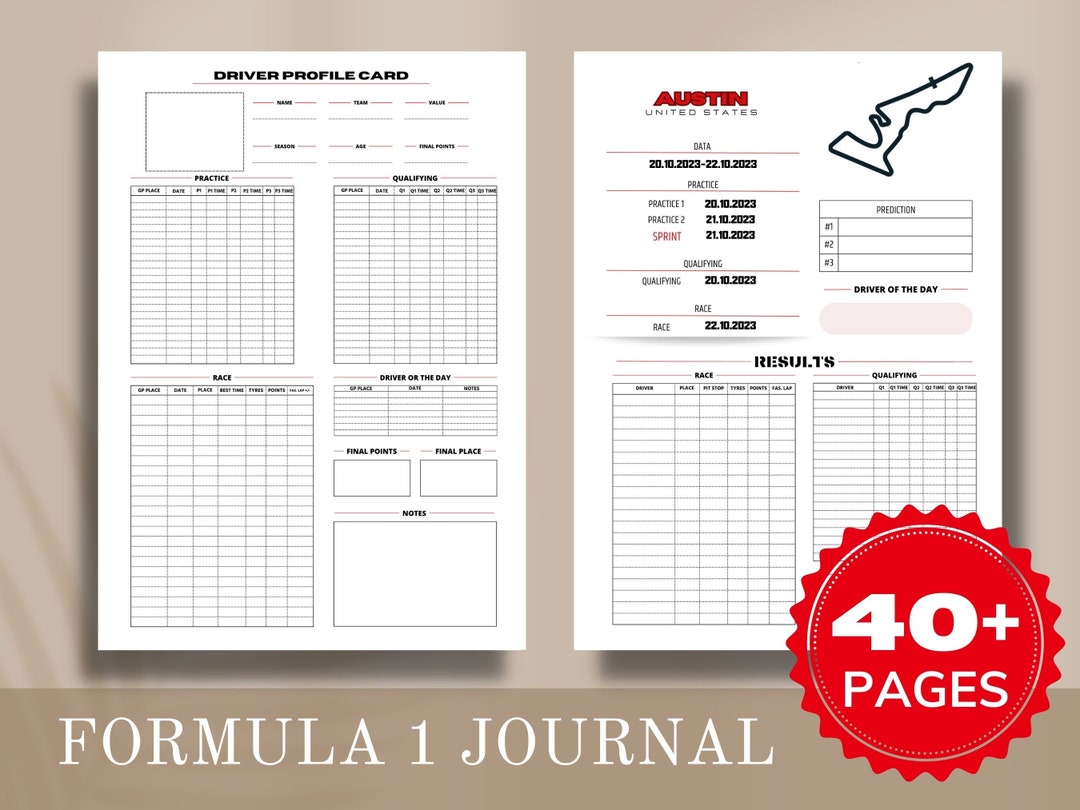 Formula 1 Printable Journal Printable F1 Book Formula 1 Calendar 2023 ...