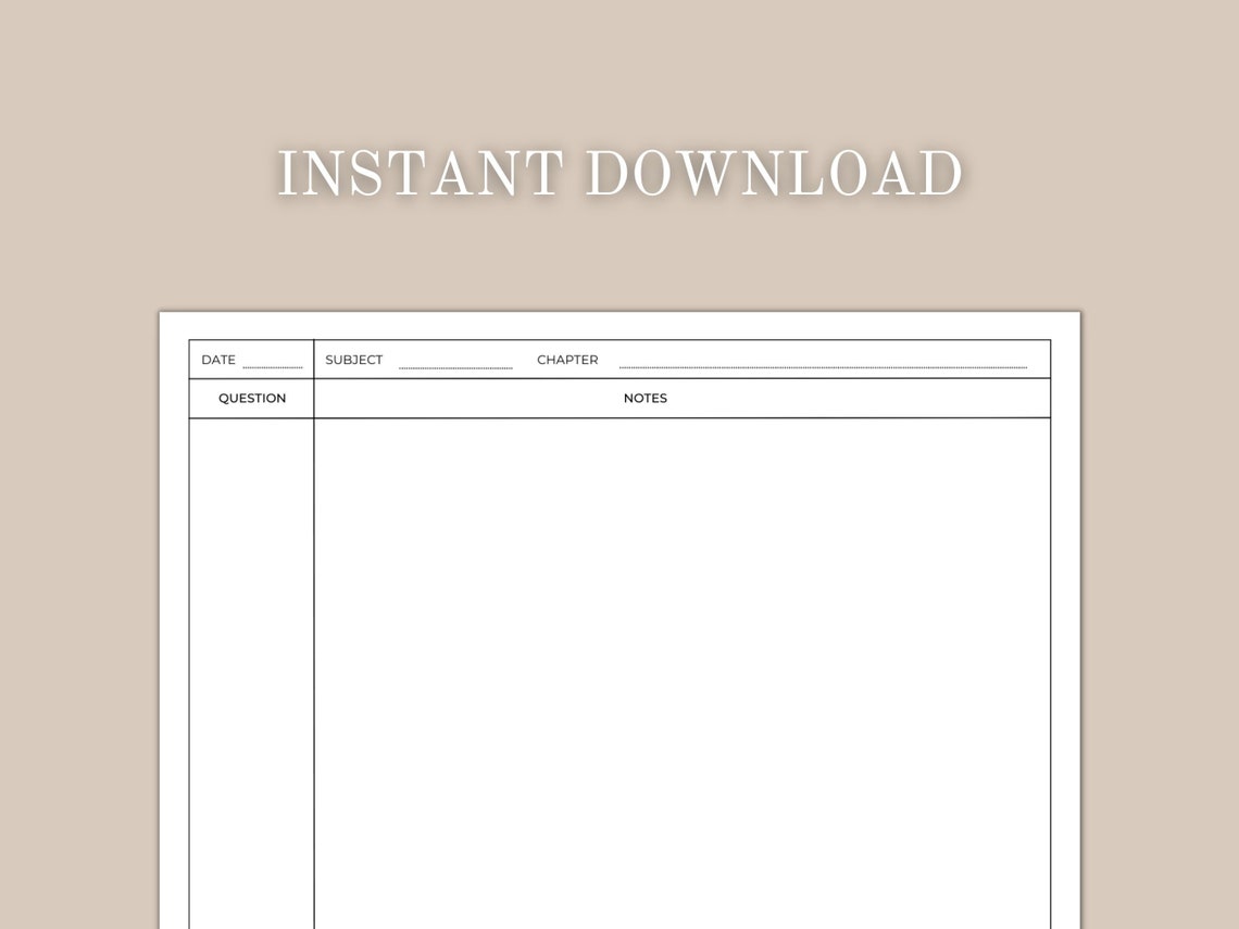 Printable Notepaper Student Note Taking Print Paper for Notes Print ...