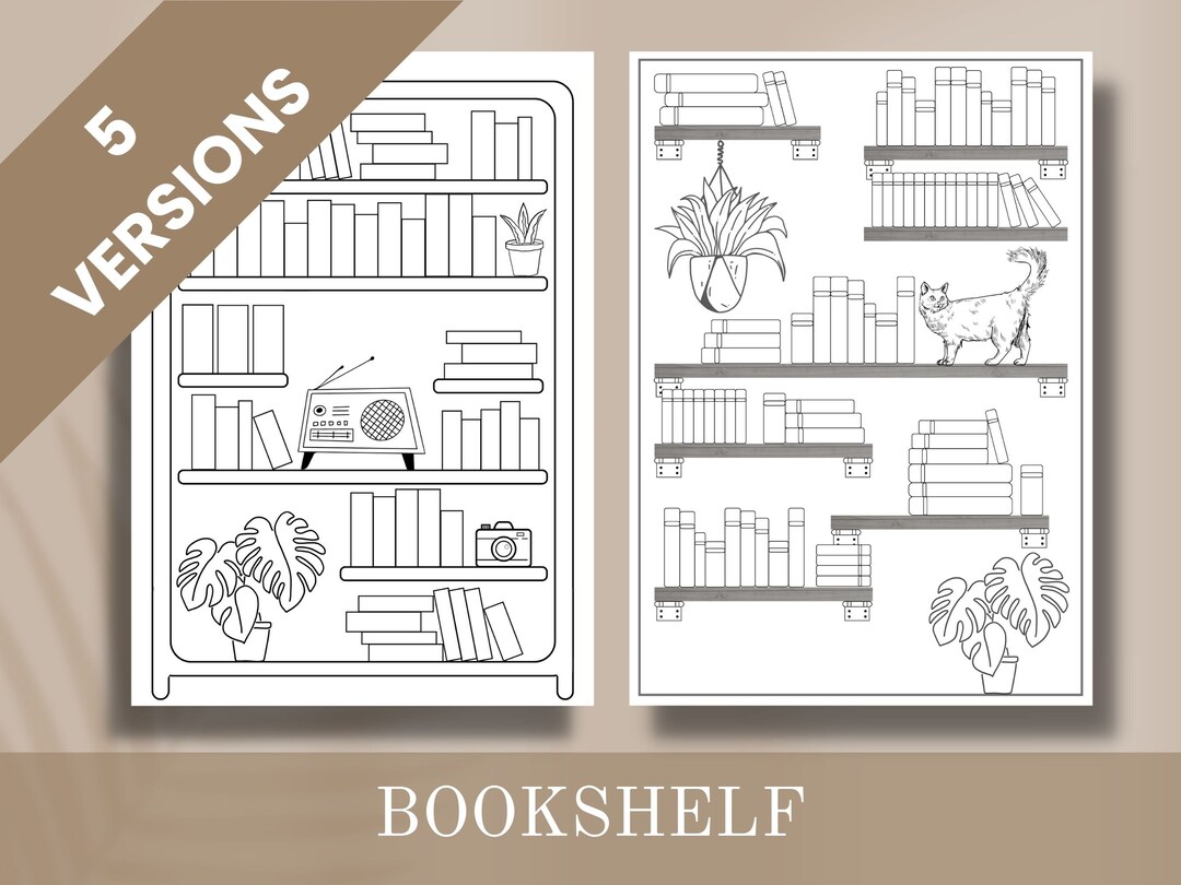 Bookshelf Printable | 5 Versions Bookshelf | Reading Tracker | Book Log ...