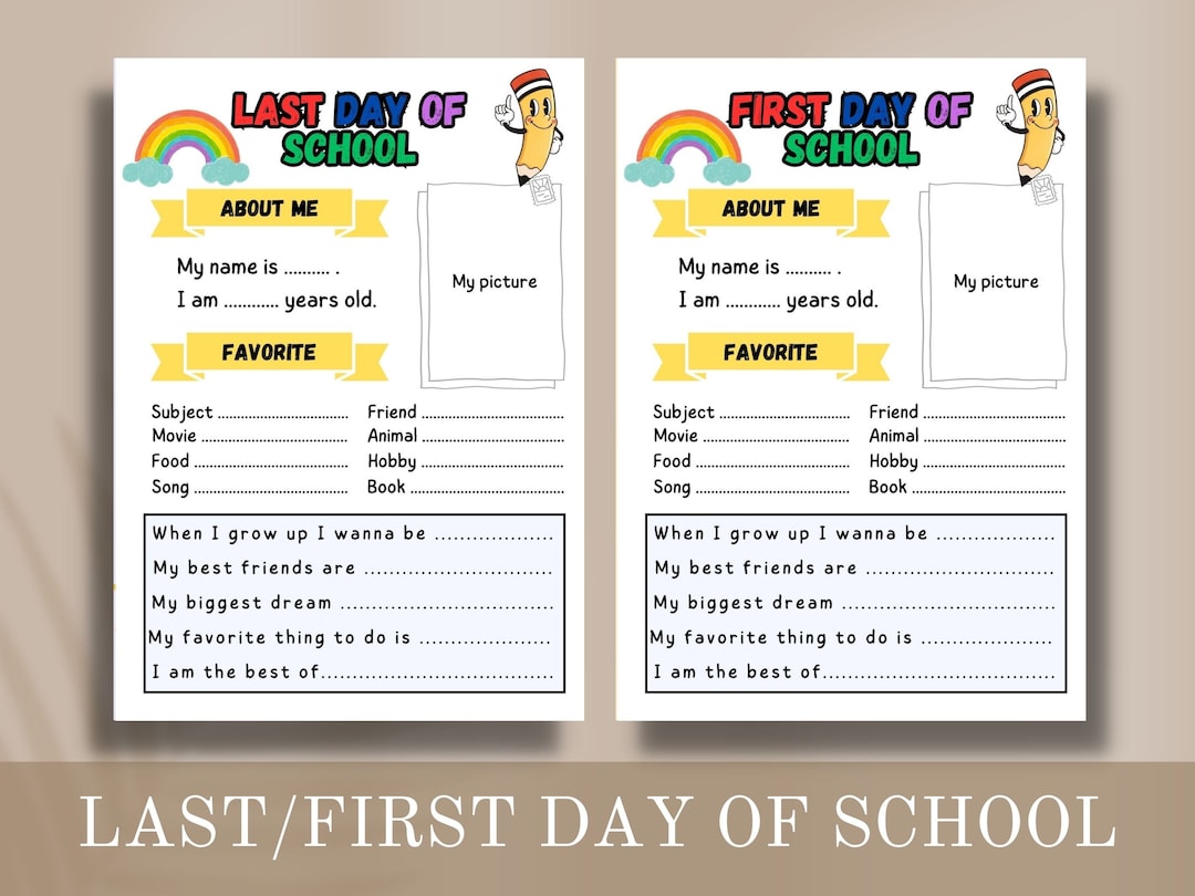 School Print | Last Day of School | Kids Questionnaire | School Print ...