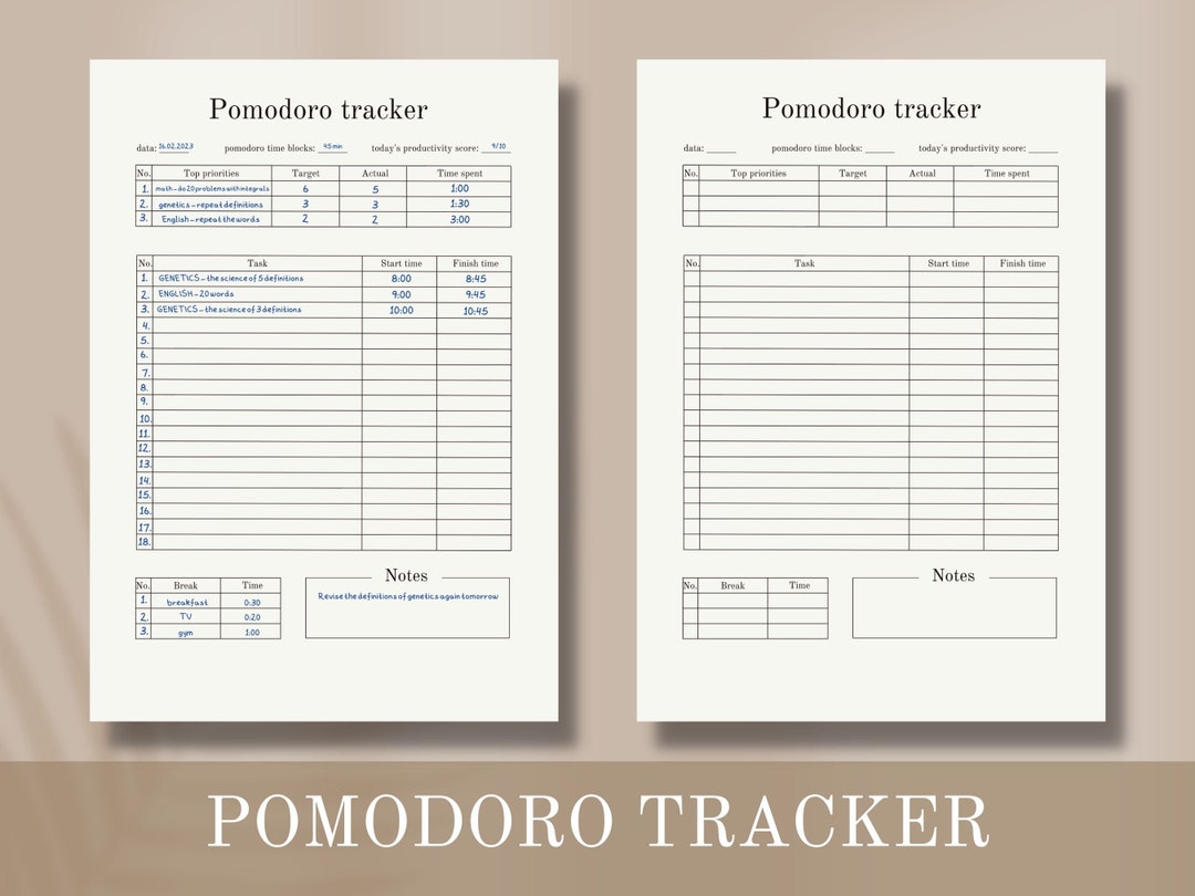 Digital Pomodoro Method Time Management Planner for Students and ...