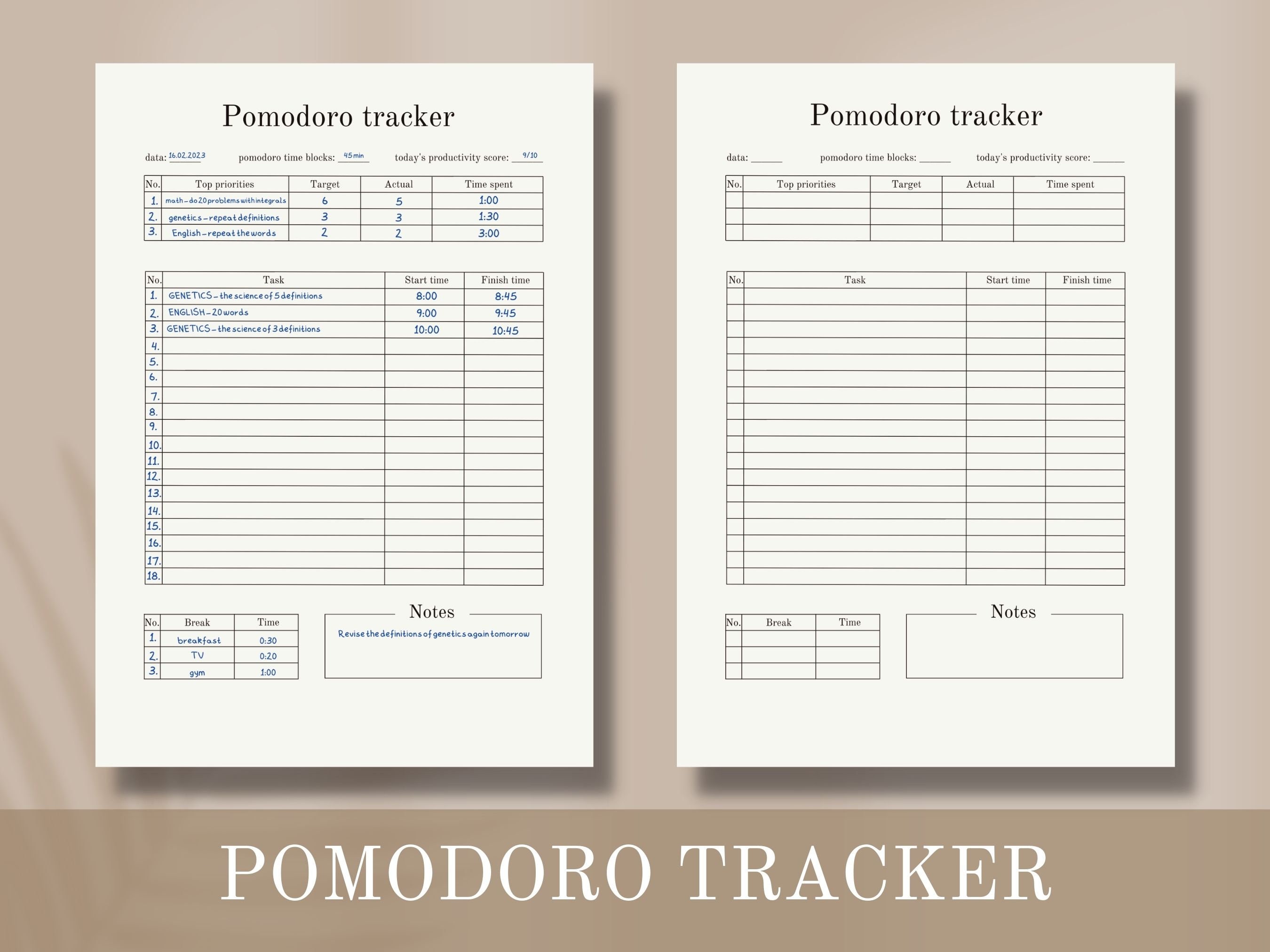 Digital Pomodoro Method Time Management Planner for Students and ...