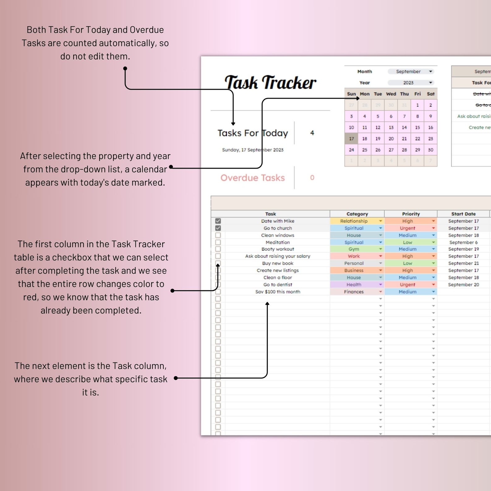 Task Tracker | Activity Tracker | Things to Do List | to Do Spreadsheet ...